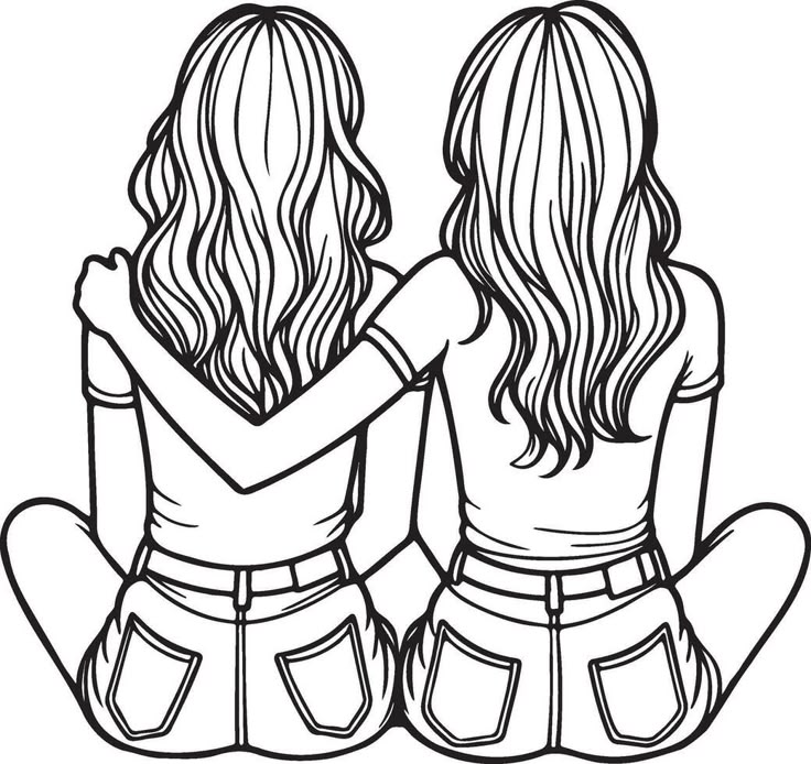 Girl Friends Sketch Drawing. | Friends sketch, Best friend sketches ... Girl Friends Sketch Drawing. | Friends sketch, Best friend sketches ...