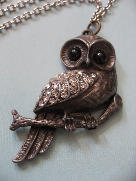 Sparkle Rhinestones Owl Necklace Etsy Owl Necklace Beautiful Necklaces Necklace Etsy