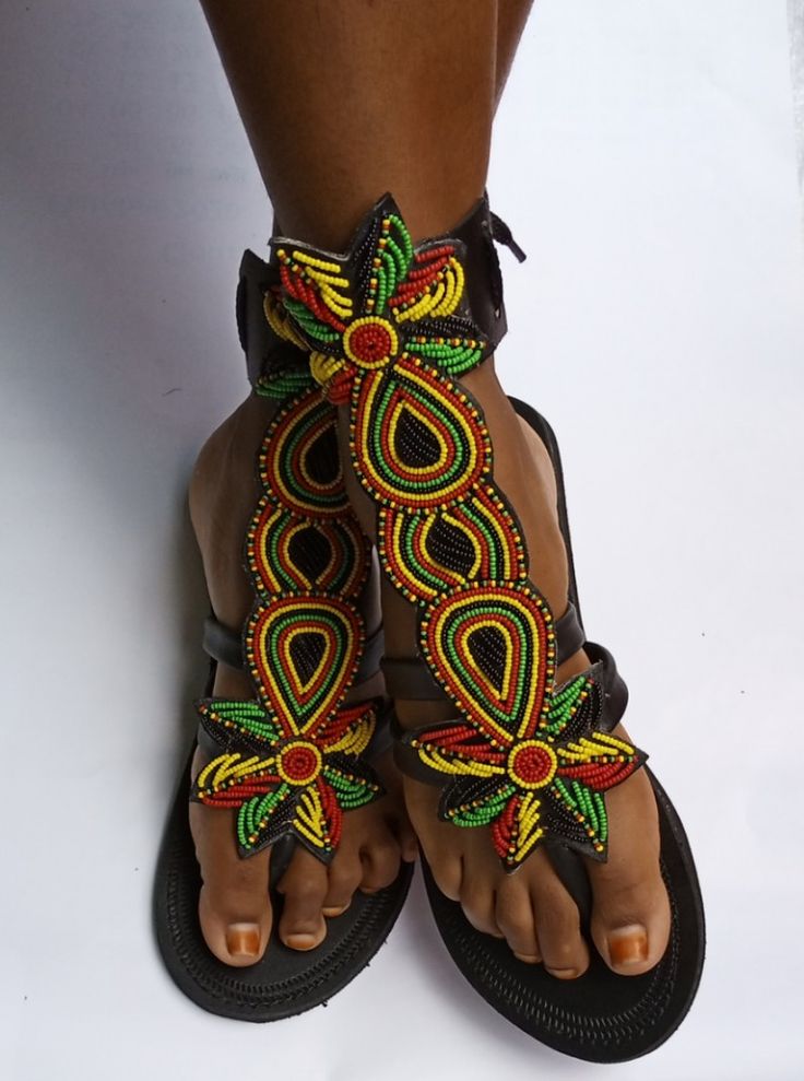 Gladiators Maasai Beaded Shoes Leather Sandals Women Shoes Summer Leather Sandals Leather