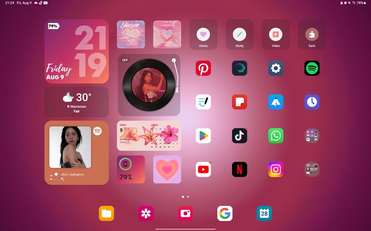 Dark Pink Tab Theme Ipad Ios Ipad Essentials Iphone App Layout