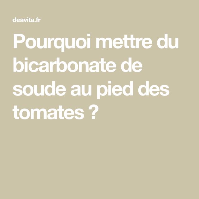 Pourquoi mettre du bicarbonate de soude au pied des tomates Pourquoi mettre du bicarbonate de soude au pied des tomates