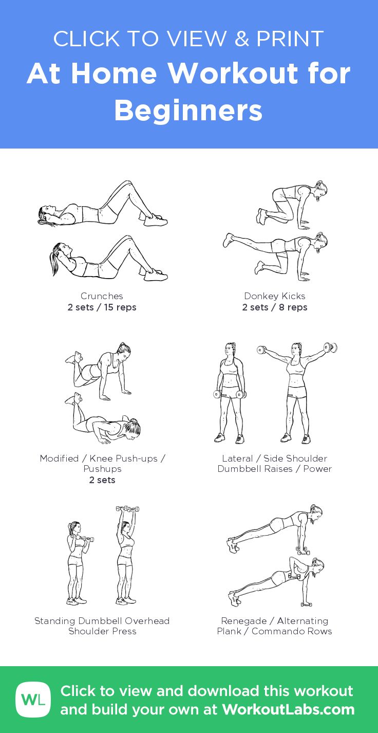 At Home Workout For Beginners Click To View And Print This