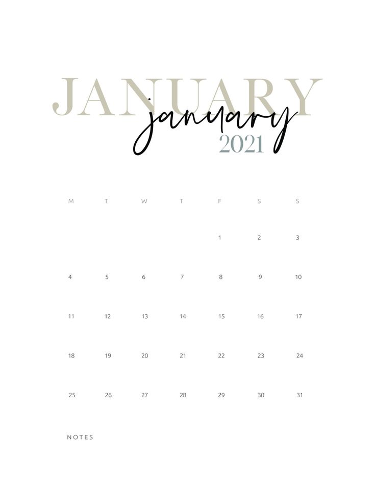 Printable Calendar 2021 Monthly Printable Calendar Template Etsy