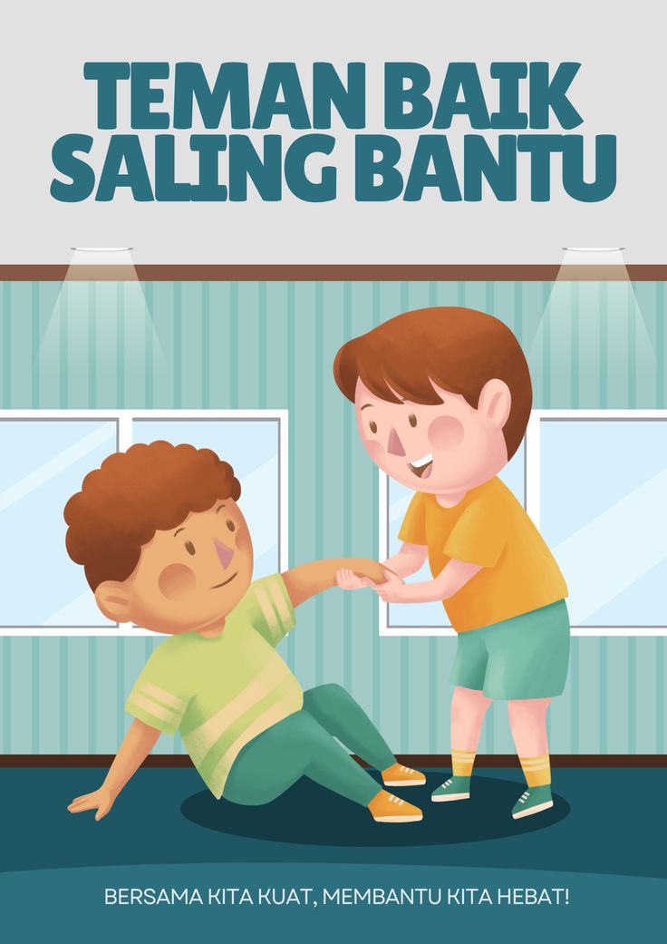 Poster Ajakan Saling Membantu Ilustratif Biru Kuning Poster Ajakan Saling Membantu Ilustratif Biru Kuning