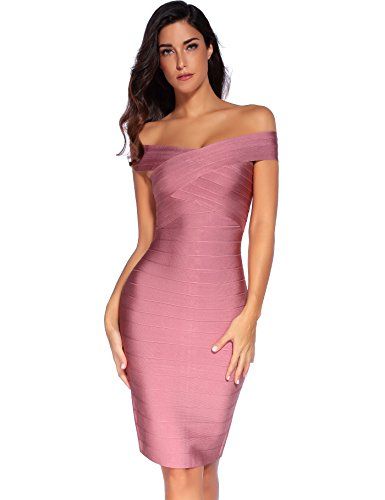 Meilun Womens Rayon Off Shoulder Bandage Bodycon Party Dress Wedding