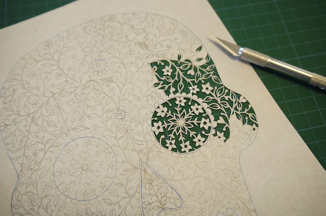 Sugar Skull Papercut Art