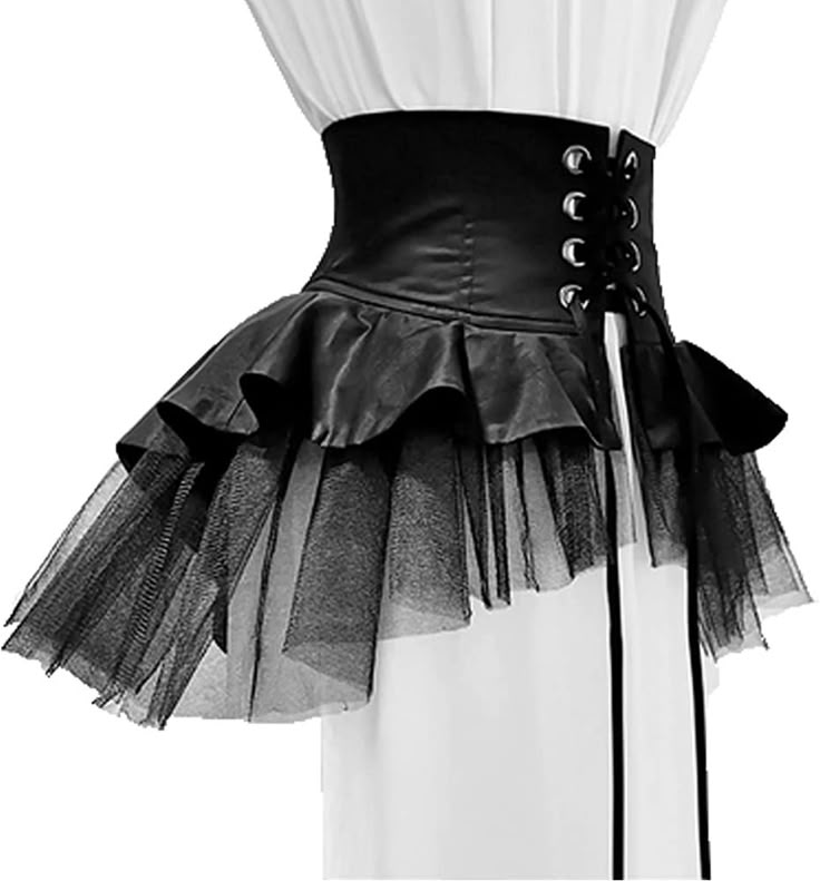 Steampunk Womens Tulle Skirts Waist Belt For Women Ruffles Pirate Corset Costumes Steampunk