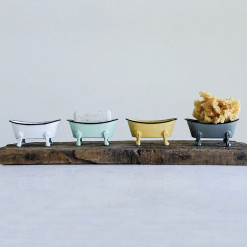 Clawfoot Enamel Bathtub Soap Dish Vintage Style 4 Colors