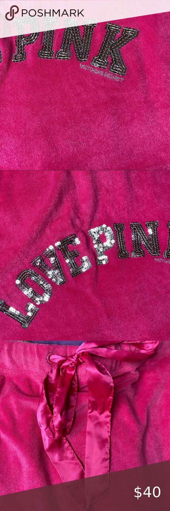 Strapless Y2k 💕 Bling Victorias Secret Pink Bing Sequence Terry Cloth Mini 🥰 Pink Bling Mini