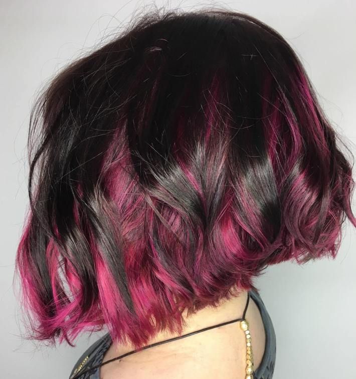 Black Bob With Burgundy Peek A Boo Highlights Chocolate Cherry Hair Color Cherry Hair Colors