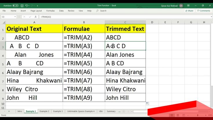 Excel Trim Function Excel Text Function Trim Function In Urdu Excel Tutorials Trim Function