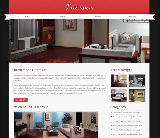 Decorator Free Responsive Html5 Css3 Mobileweb Template Interior Design Website Interior