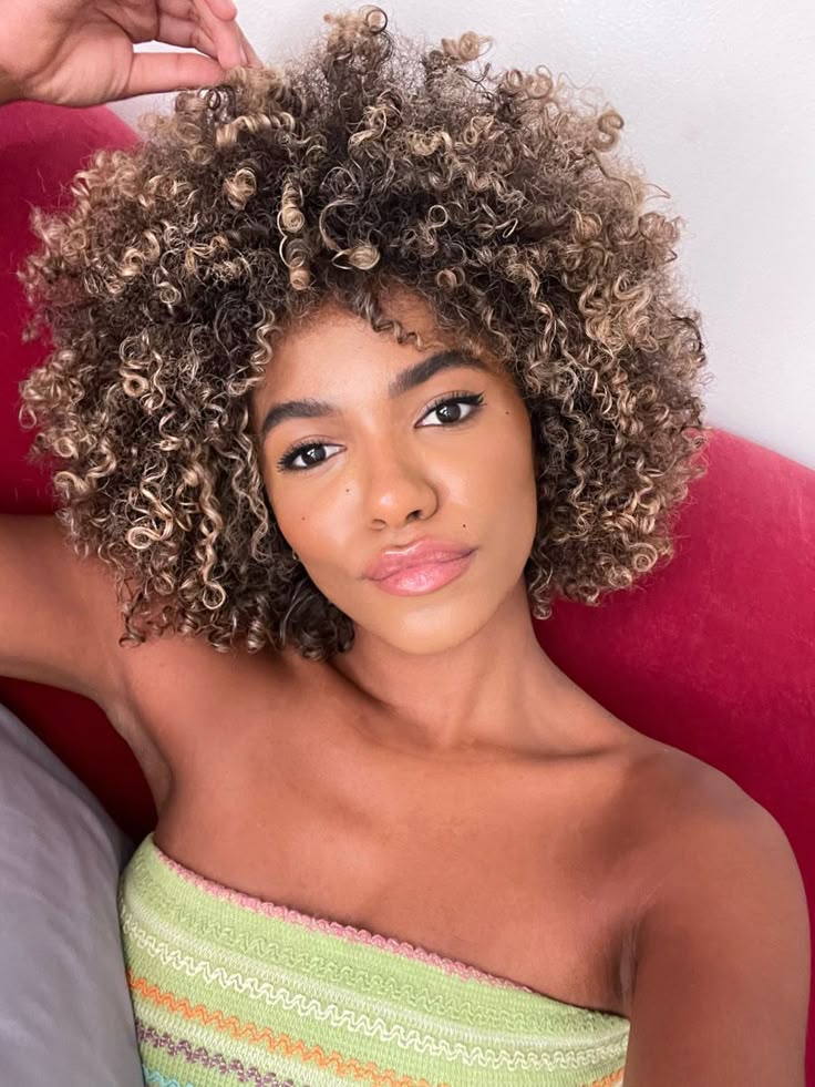 Pin By Tierra George On Curly Shape Inspo Blonde Natural Hair Dyed Curly Hair Afro Hair Color