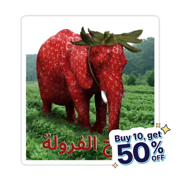 Arabic Text صباح Strawberry Morning Elephant Funny Meme Sticker For Sale By Fomodesigns In