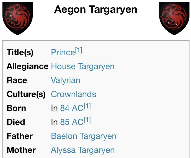 Aegon Targaryen Son Of Baelon Targaryen House Targaryen Valyrian