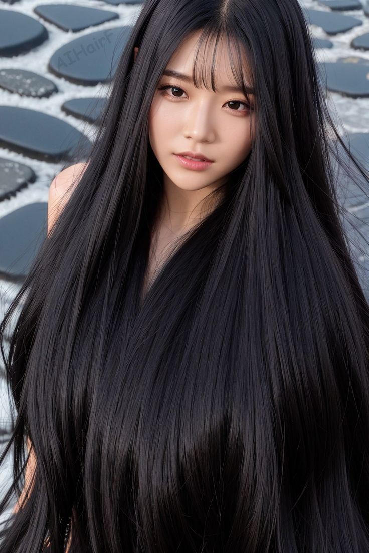 Rapunzel Playing With Hair Long Black Hair Silky Hair Aesthetic