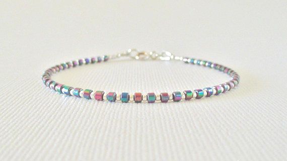 Rainbow Hematite Bead Bracelet