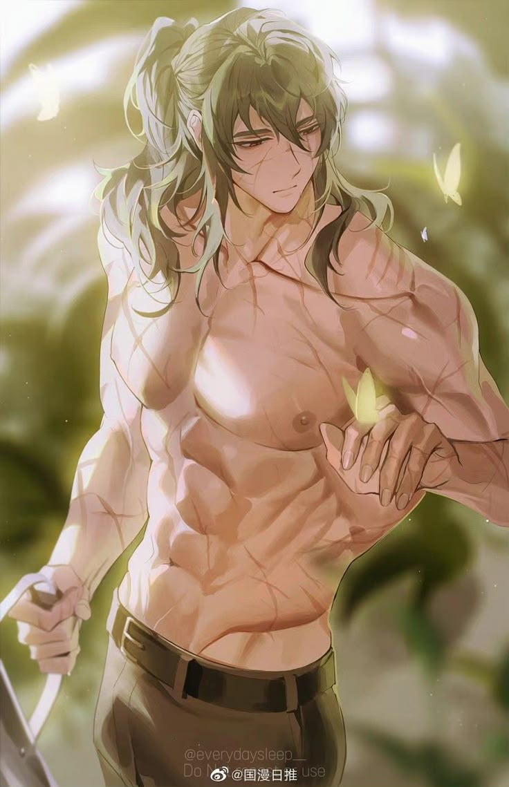Anime Guys Shirtless Handsome Anime Guys Anime Green Hair Konosuba