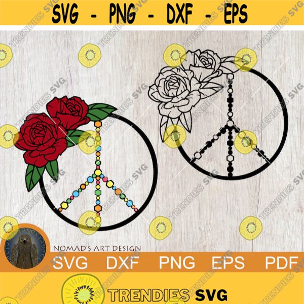 Peace Symbol Svg Floral Peace Symbol Peace Flower Svg Boho Svg