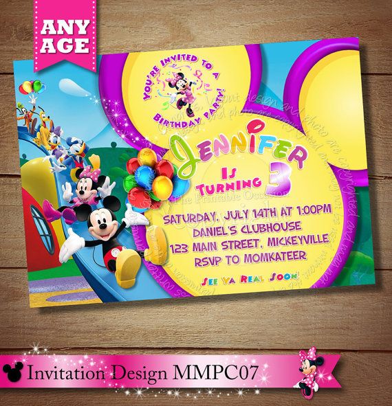 HUGE SELECTION Mickey Minnie Mouse Clubhouse Invitation, Clubhouse ... HUGE SELECTION Mickey Minnie Mouse Clubhouse Invitation, Clubhouse ...