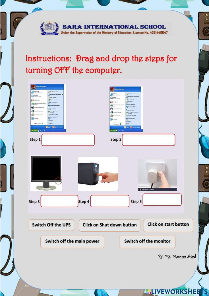Turning Off The Computer Worksheet Computer Online Information And Communications Technology