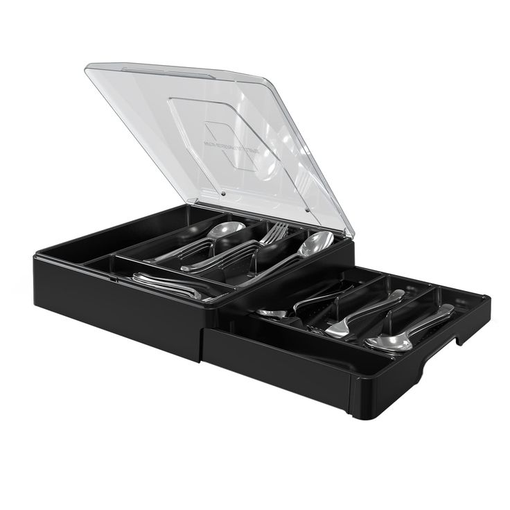 WURDON Double Layer Silverware Tray with Lid, Utensil Holder for ... WURDON Double Layer Silverware Tray with Lid, Utensil Holder for ...