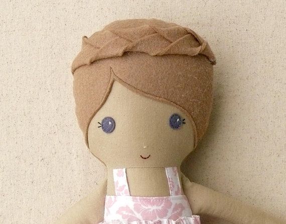 Fabric Doll Rag Doll Small 15 Inch Doll Light Brown Haired Etsy