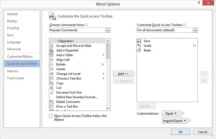 Adding A Macro To The Quick Access Toolbar Microsoft Word Toolbar