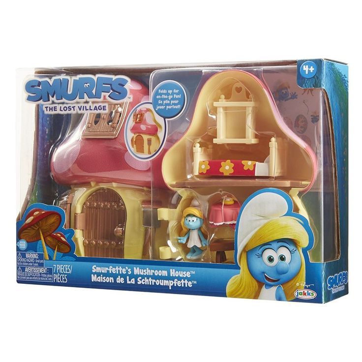 New Smurfs The Lost Village Mushroom House Playset With Smurfette