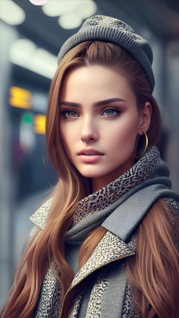 Alluring Beauty A Hyperrealistic Portrait In Urban Fashion