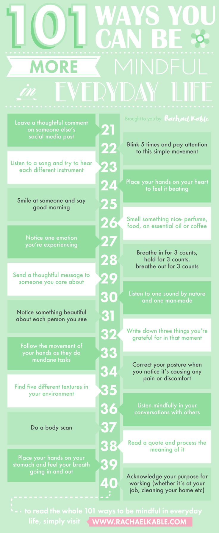 101 Ways You Can Be More Mindful In Everyday Life — Rachael Kable
