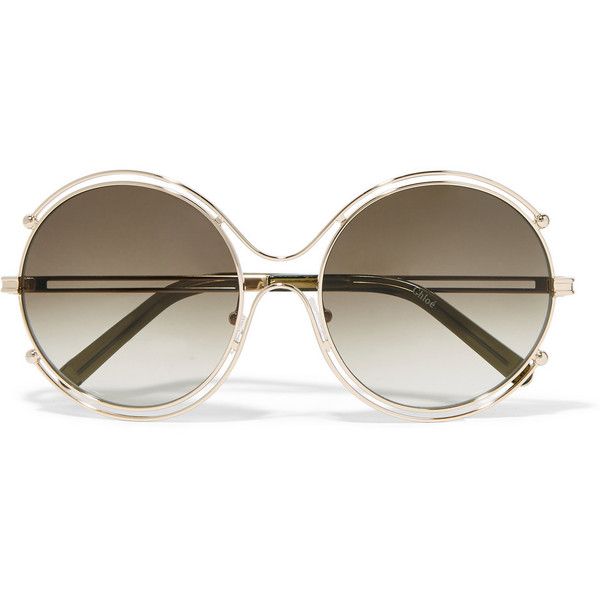 Chloé Isidora Round Frame Gold Tone And Acetate Sunglasses Heart Shaped Glasses Round Lens