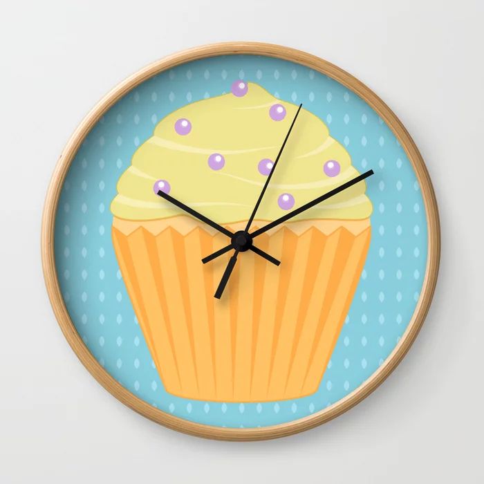 Colourful Cupcakes Orange Wall Clock By Calislahn
