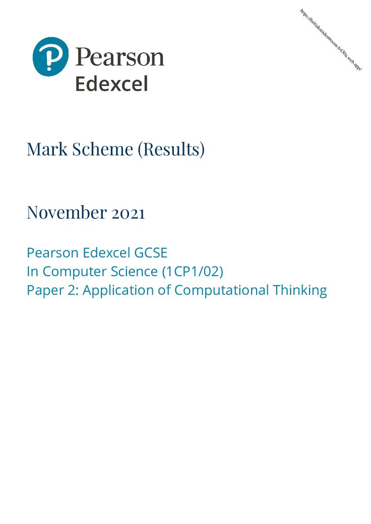 Pearson Edexcel Gcse In Computer Science 1cp102 Paper 2 Application Of Computational