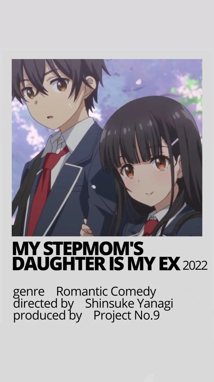 Two Anime Characters Standing Next To Each Other With The Caption My Stepmoms Daughter Is My Ex