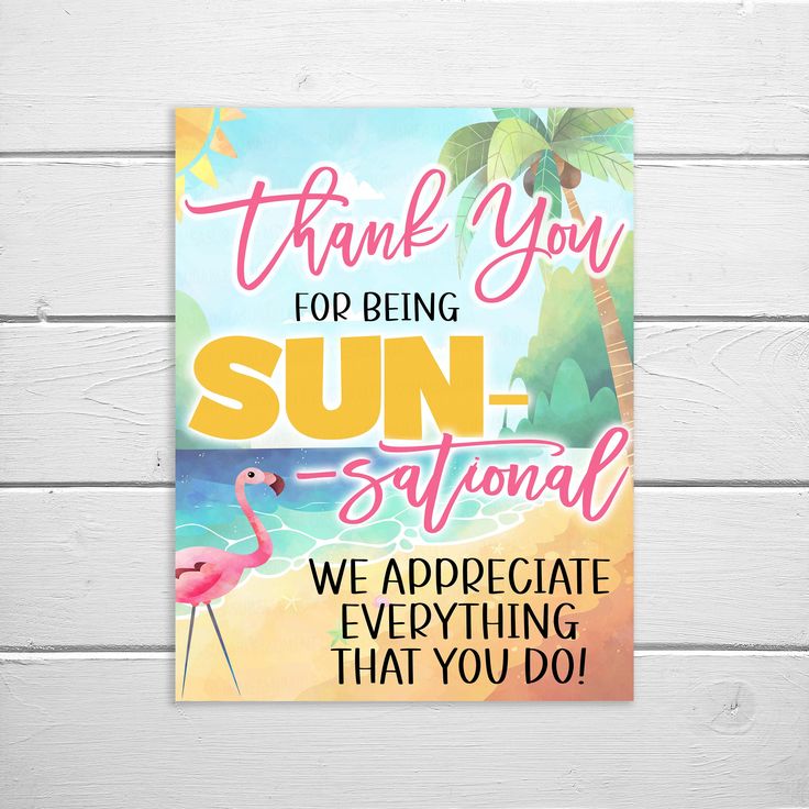 Beach Thank You Sign Sun Sational Hawaiian Tropical Beach Theme Decor Teacher Staff Employee