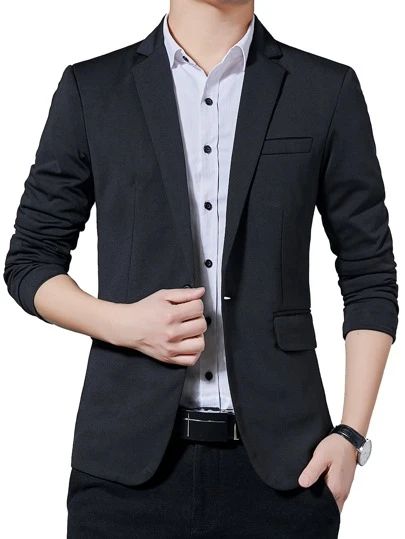 Homens Blazers Sólido Pescoço De Lapela Botão Único Blazer Single Button Blazer Mens Outfits