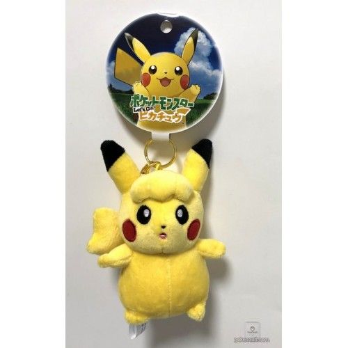 Pokemon Center 2018 Lets Go Pikachu And Eevee Campaign Pikachu Mascot Plush Keychain Hair Version