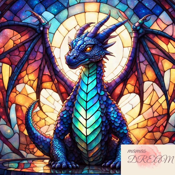 5 Stained Glass Dragon Bundle Stained Glass Decore Stained Glass Digital Paper Stained Glass
