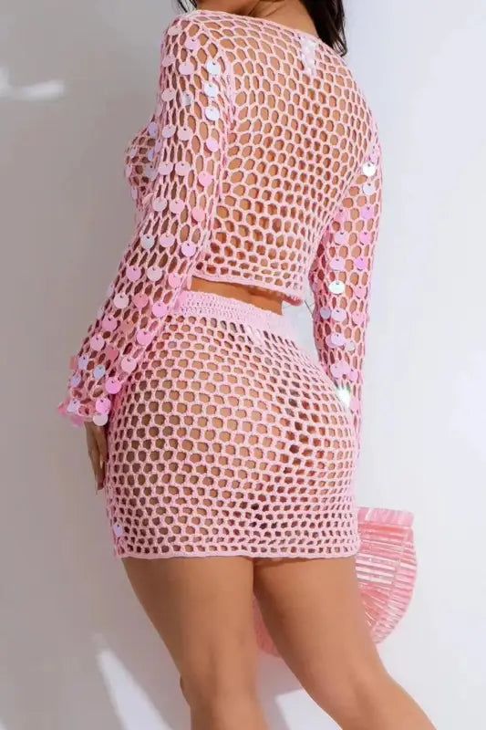 Blazing Beauty Stay Ready Knitted Crop Top Mini Skirt Cover Up Set