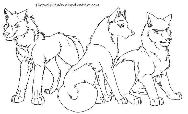 Anime Wolf Base Anime Wolf Couple Drawing Three Wolves Lineart By Anime Wolf Wolf Sketch