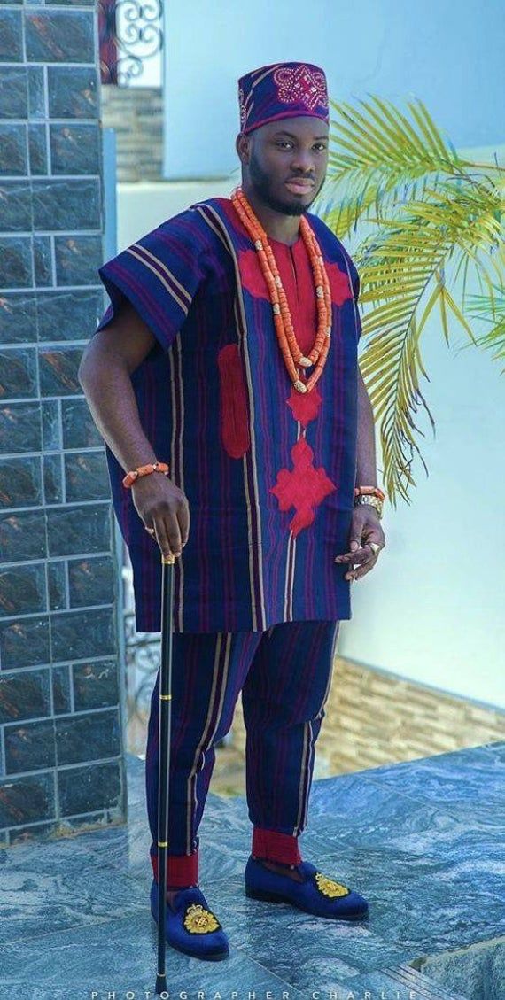 Aso Oke Suit Nigerian Men Suit African Men Clothing Dashiki For Men Traditional Wedding Suit