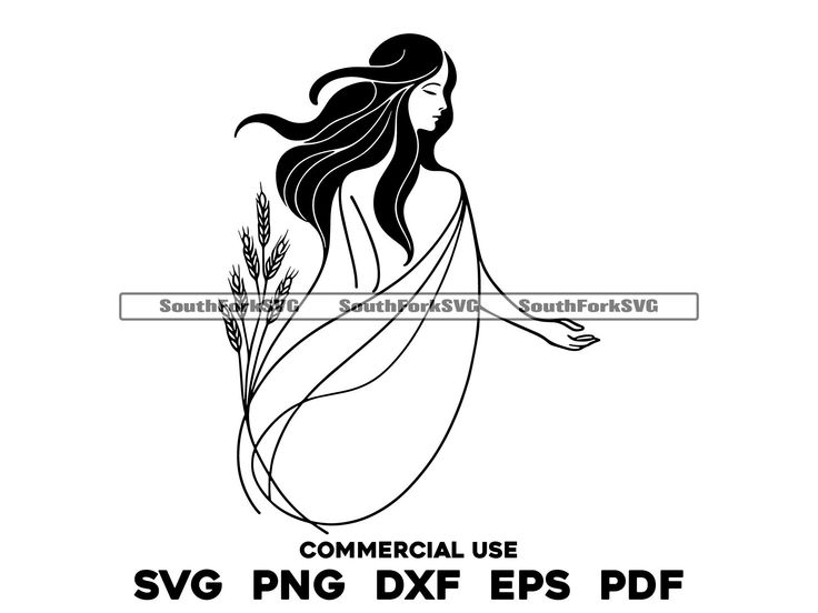 Virgo Zodiac Line Art Svg Png Dxf Pdf Eps Vector Graphic Design Cut
