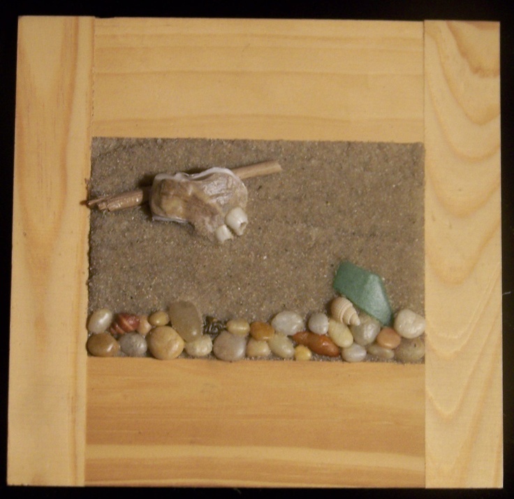 Beachscape With Oyster Pair Sea Glass Shells Stones Sand Art 2000 Via Etsy