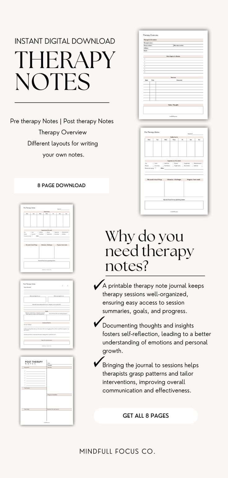 Therapy Notes, Therapy Session Log, Pre and Post Therapy Session Notes ... Therapy Notes, Therapy Session Log, Pre and Post Therapy Session Notes ...