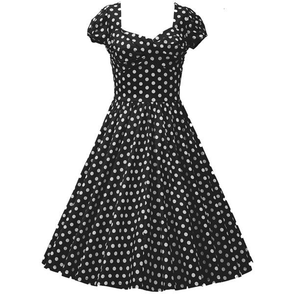 Chicnova Fashion Polka Dot Hepburn Dress 31 Liked On Polyvore Featuring Dresses Cotton Polka
