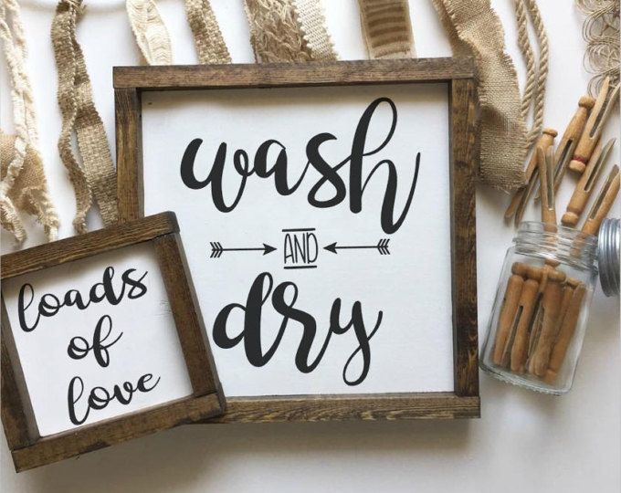 Two Framed Signs That Say Wash And Dry With Some Cinnamon Sticks Next