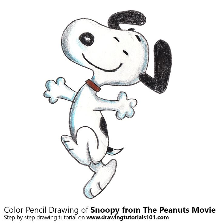 Snoopy From The Peanuts Movie With Color Pencils Pencil Drawing Tutorials Drawing Tutorial