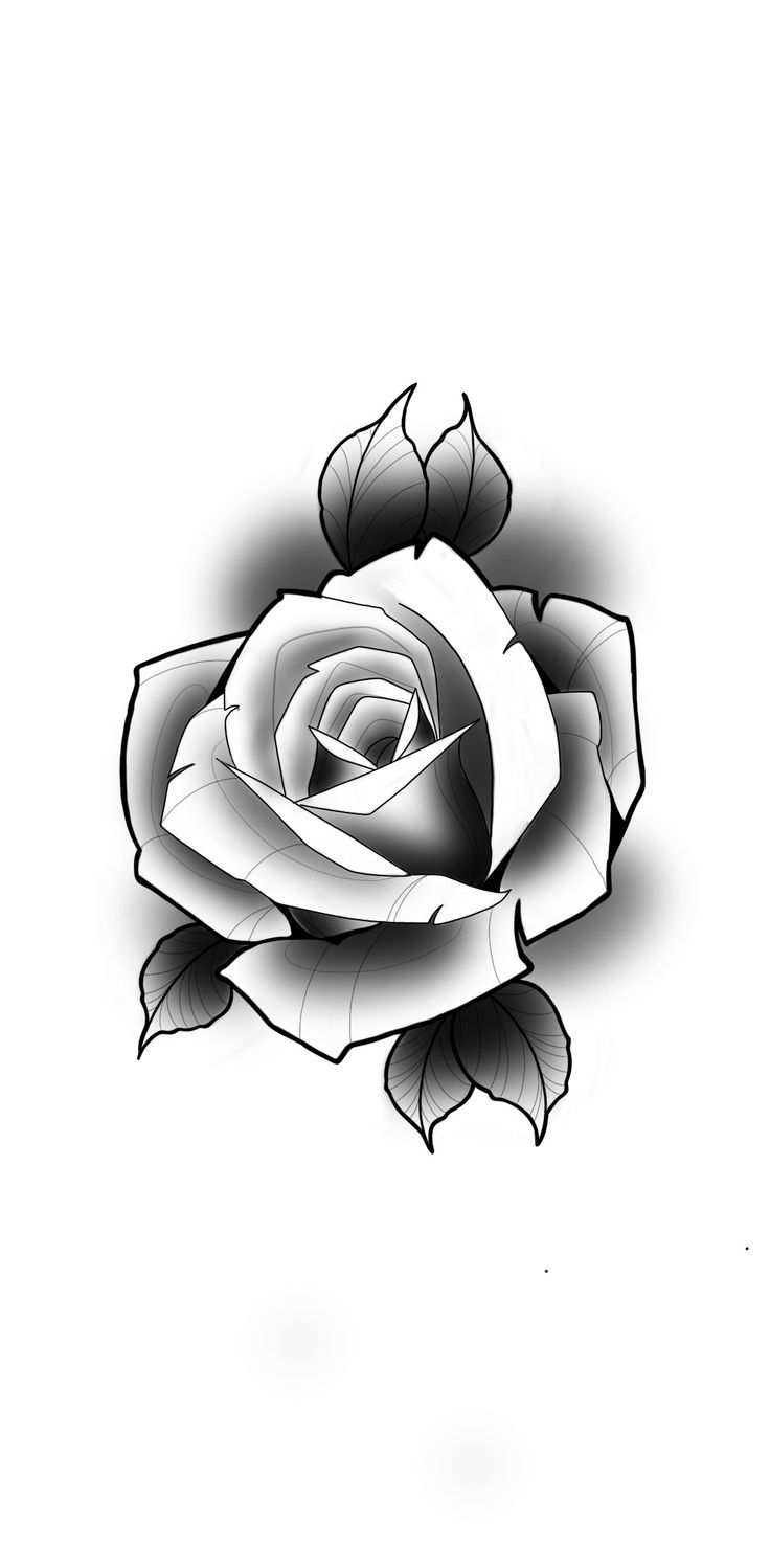 Black And Grey Rose Tattoo Drawing
