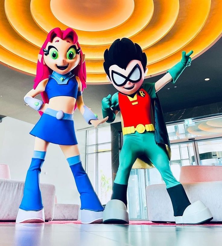 Starfire And Robin Mascots In 2022 Mario Characters Mascot Character